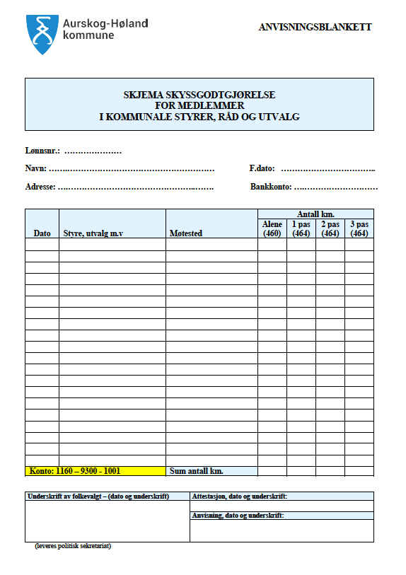 Aurskog-Høland kommune - Godtgjøring